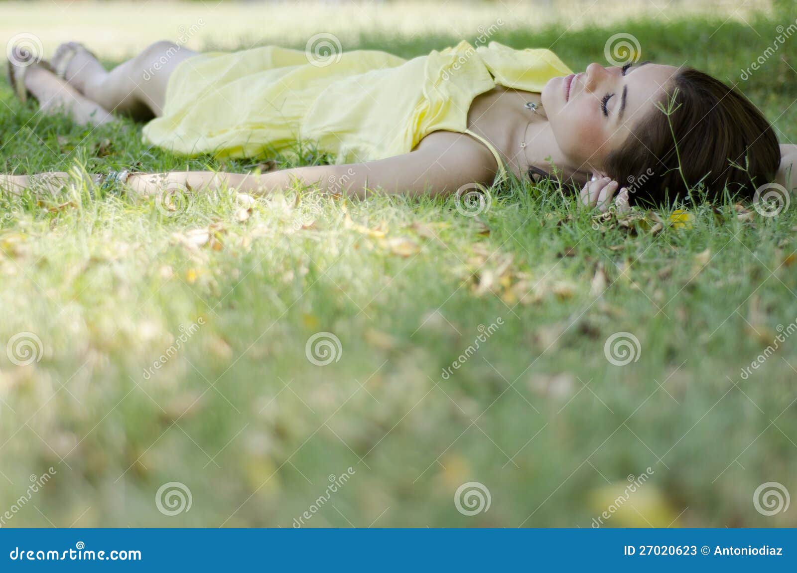 Young Woman Taking a Nap in a Park Stock Image - Image of girl ...