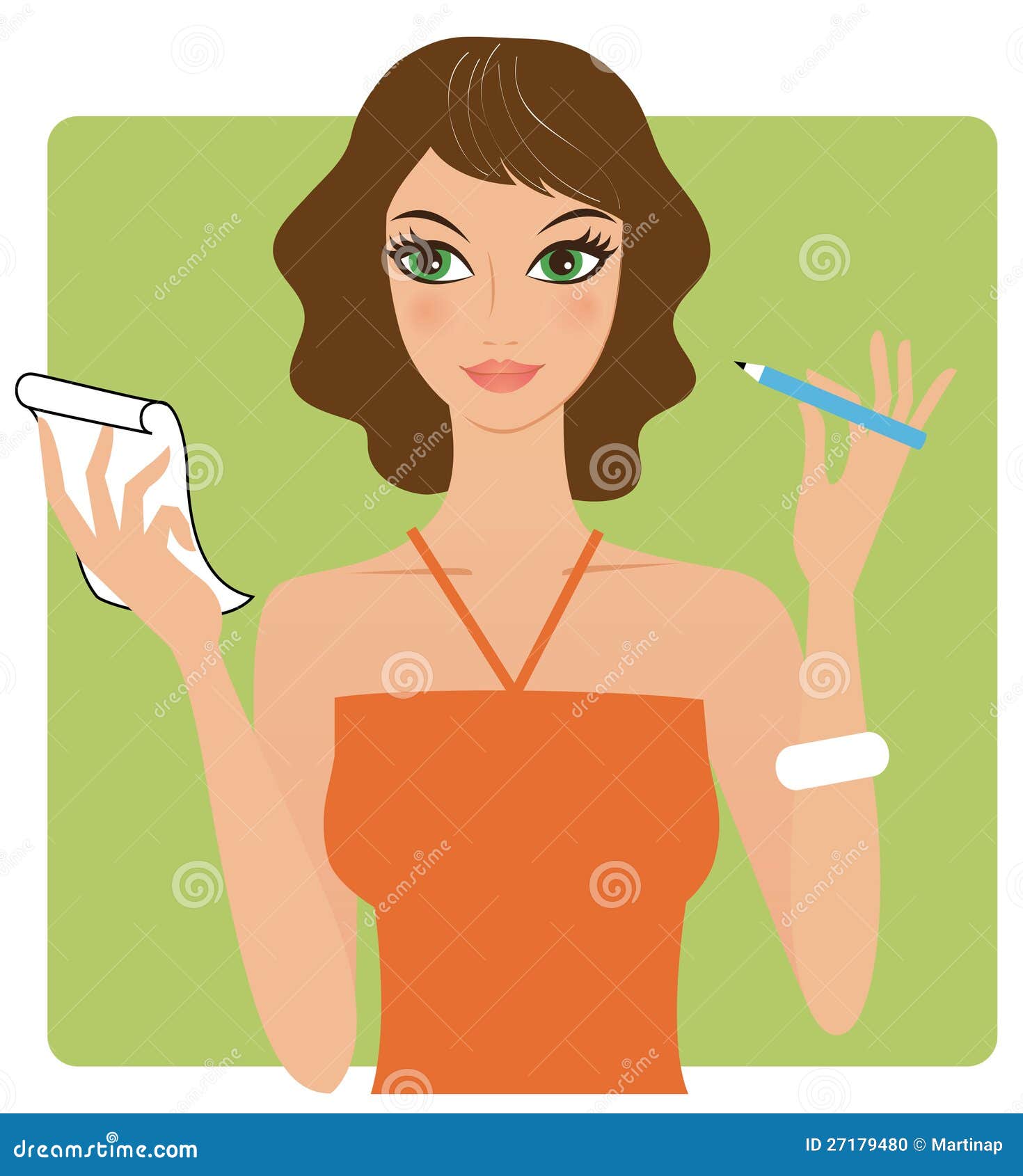 Young woman taking notes stock vector. Illustration of digital - 27179480