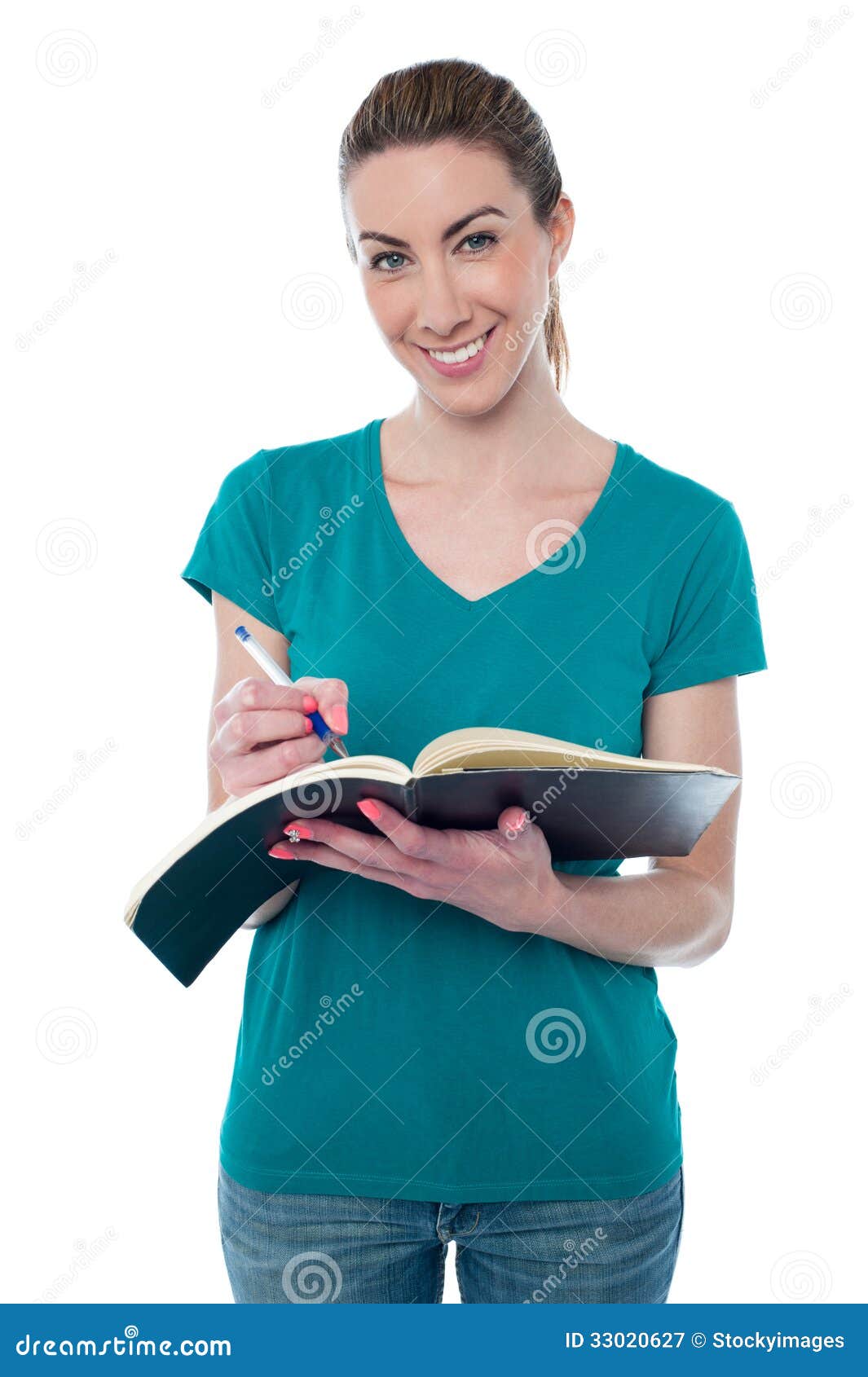Young woman taking notes stock image. Image of casual - 33020627