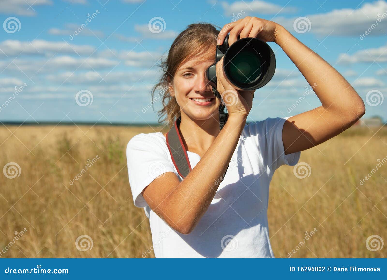 Young woman taking picture stock photo. Image of nature - 16296802