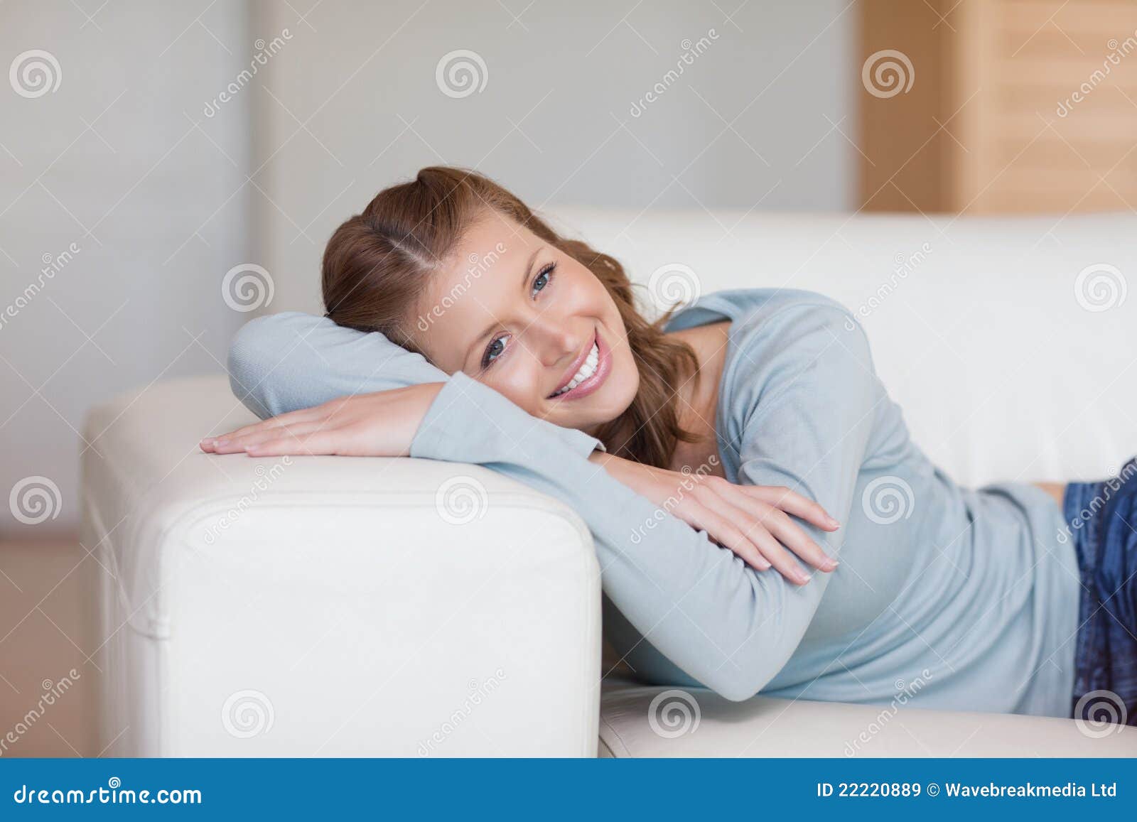 Young Woman Taking a Rest on the Sofa Stock Image - Image of attractive ...