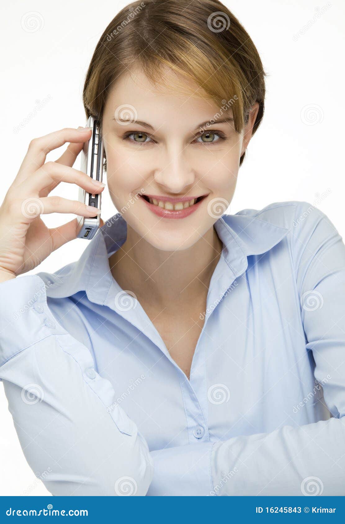 Young Woman Talking on a Cell Phone Stock Image - Image of white ...