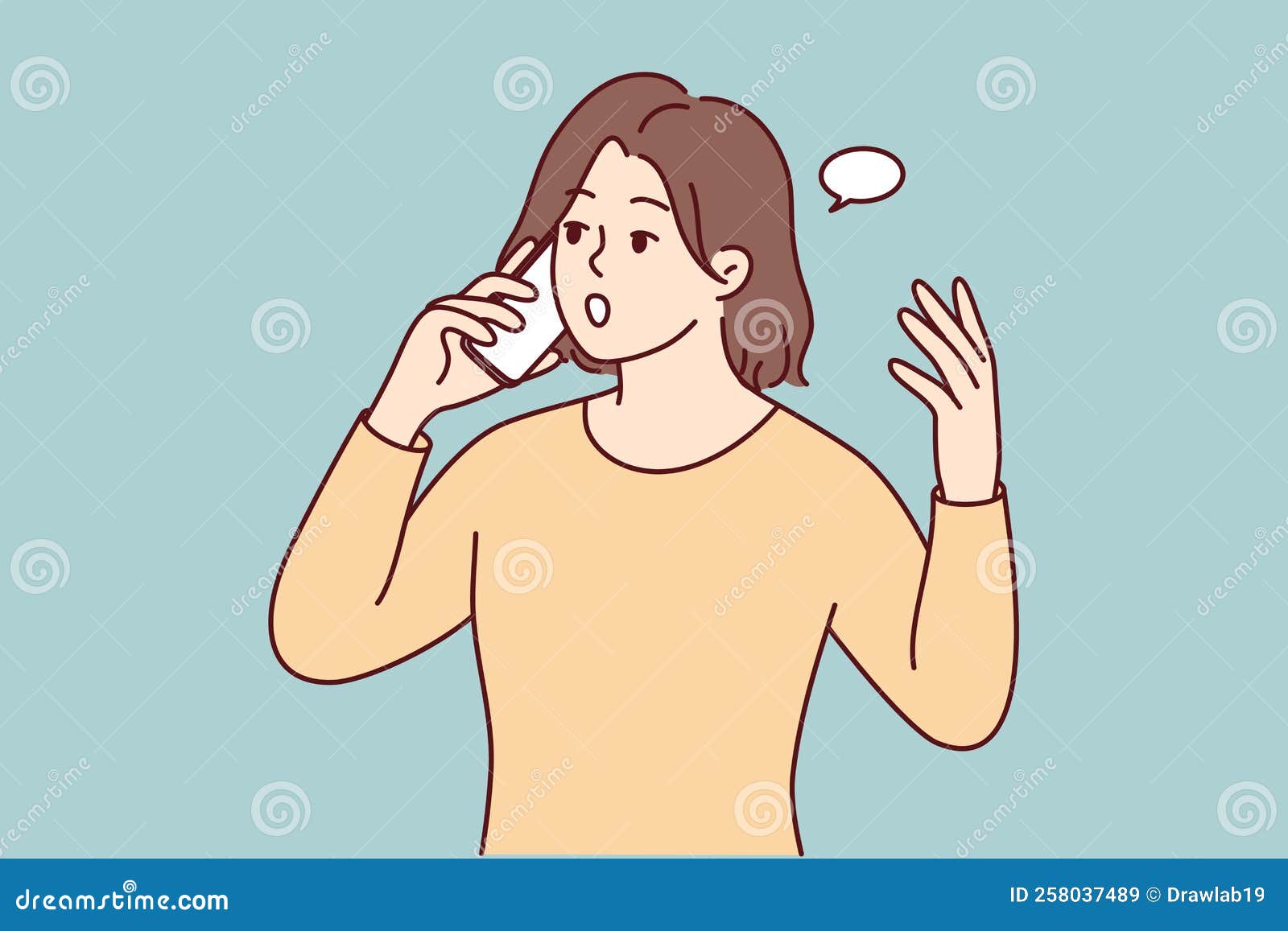 Woman Talk On Cellphone Shocked With News Stock Vector Illustration