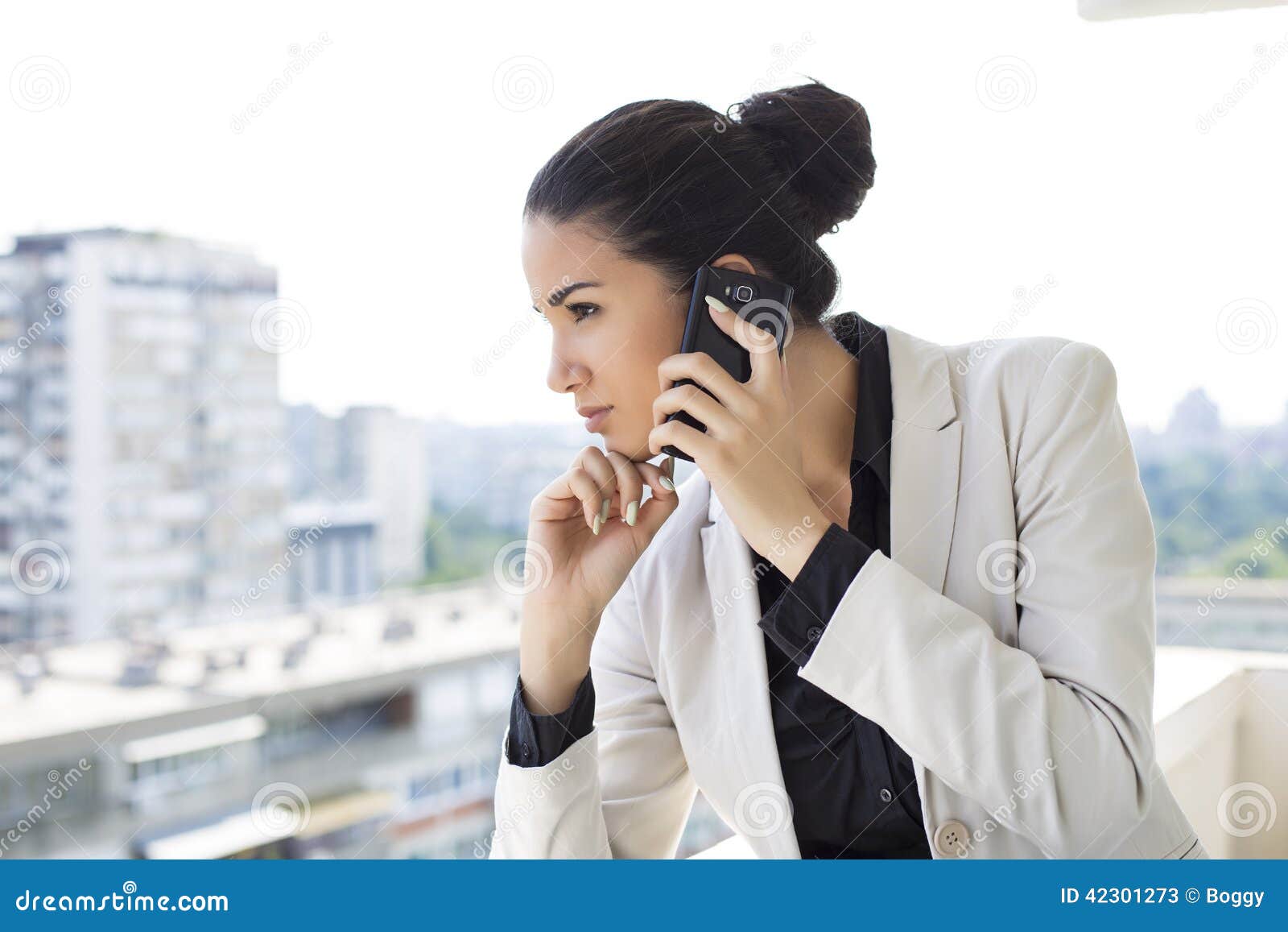 Young Woman Talking Over Phone Stock Image - Image of pretty, hair ...