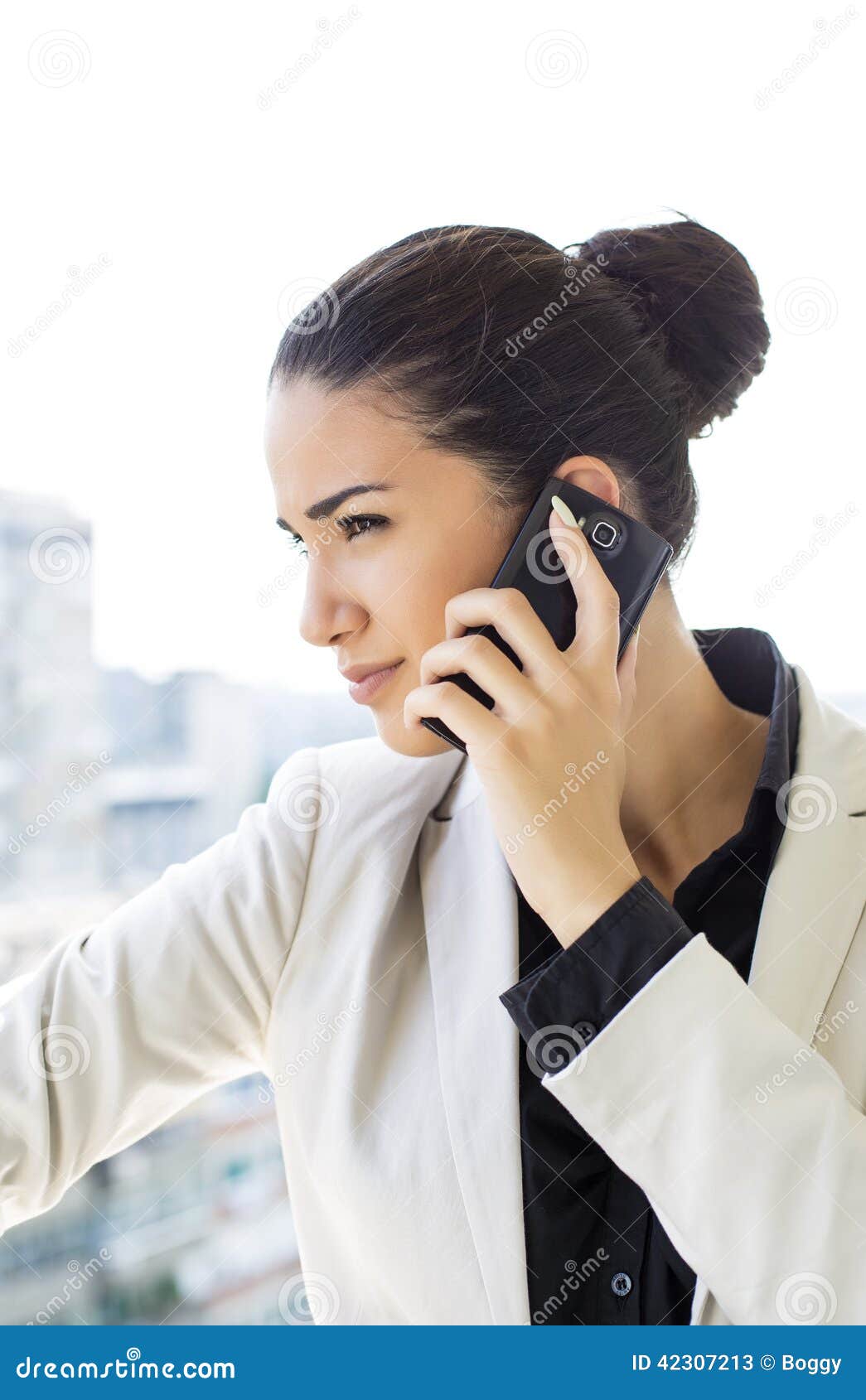 Young Woman Talking Over Phone Stock Image - Image of mobile, hair ...