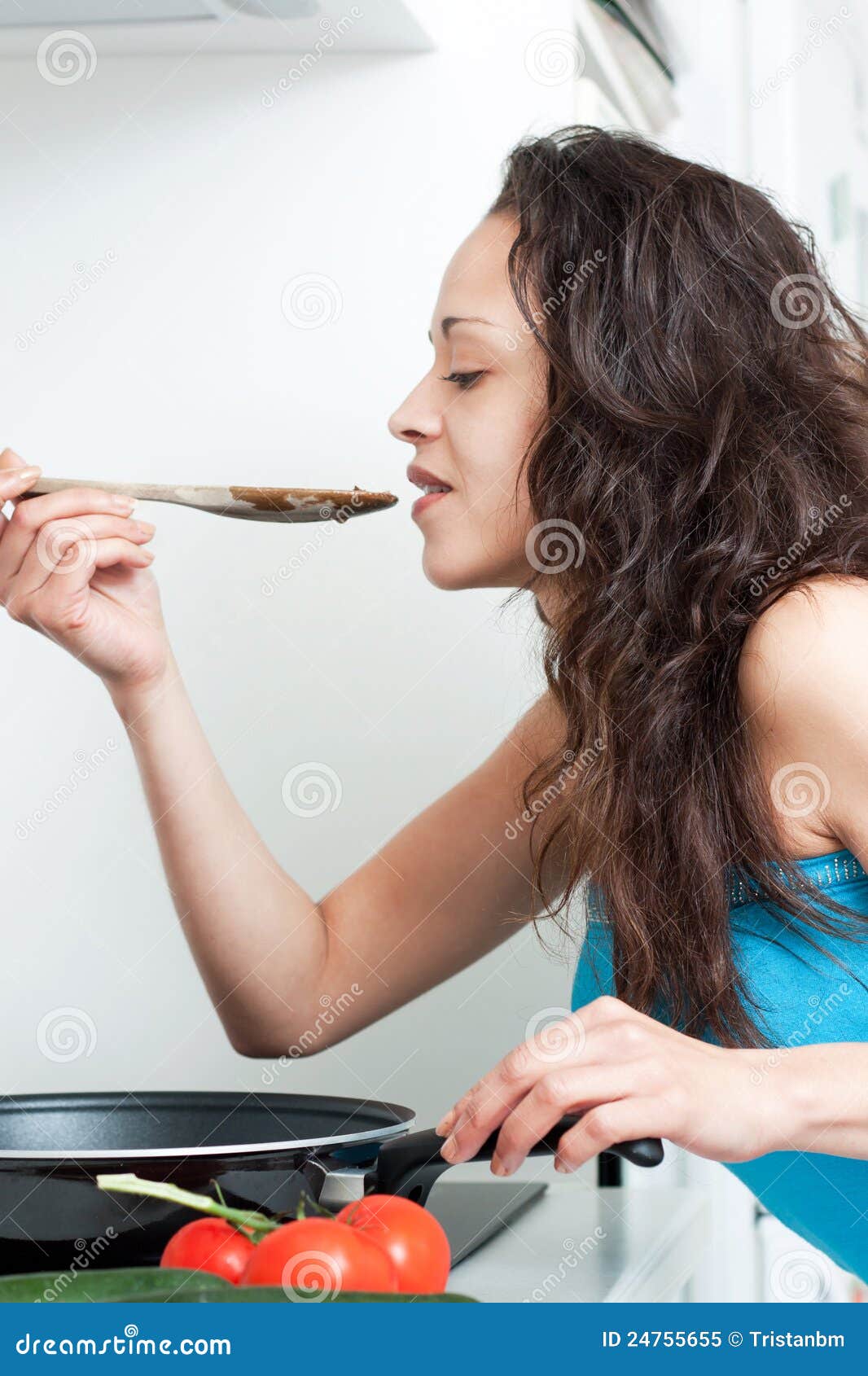 Young woman tasting stock image. Image of hair, human - 24755655