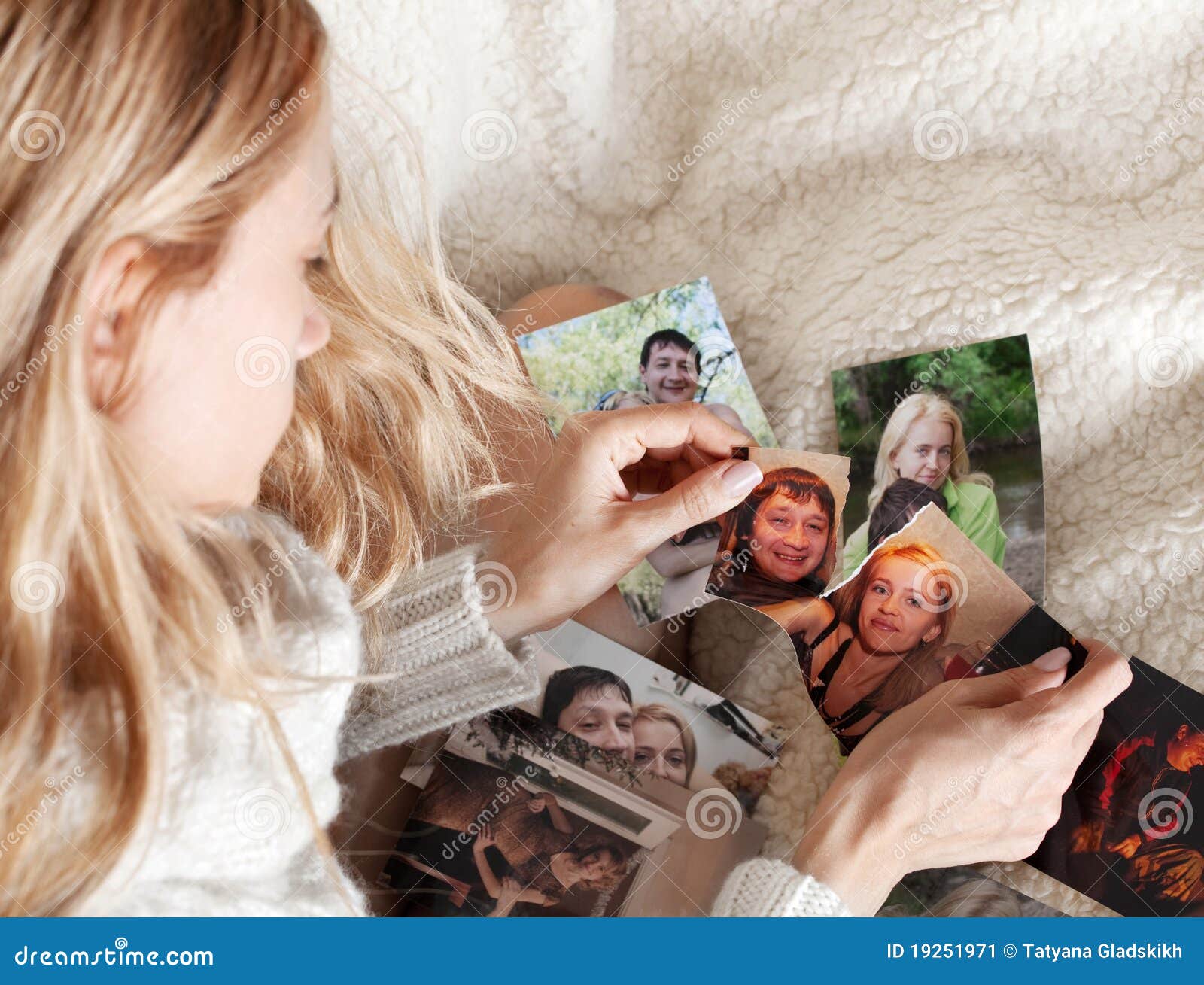 Young woman, tearing photo stock image. Image of angry - 19251971