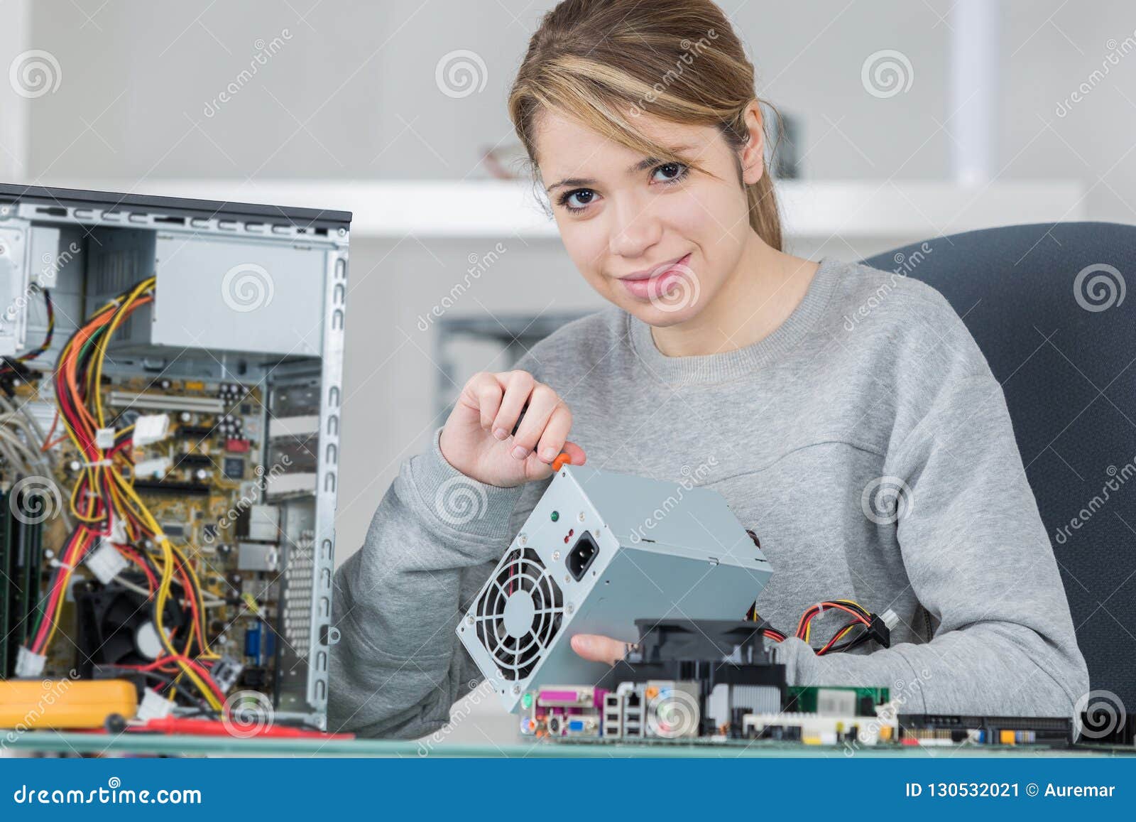Young Woman Technician Repair Electronics Device Stock Image - Image of ...