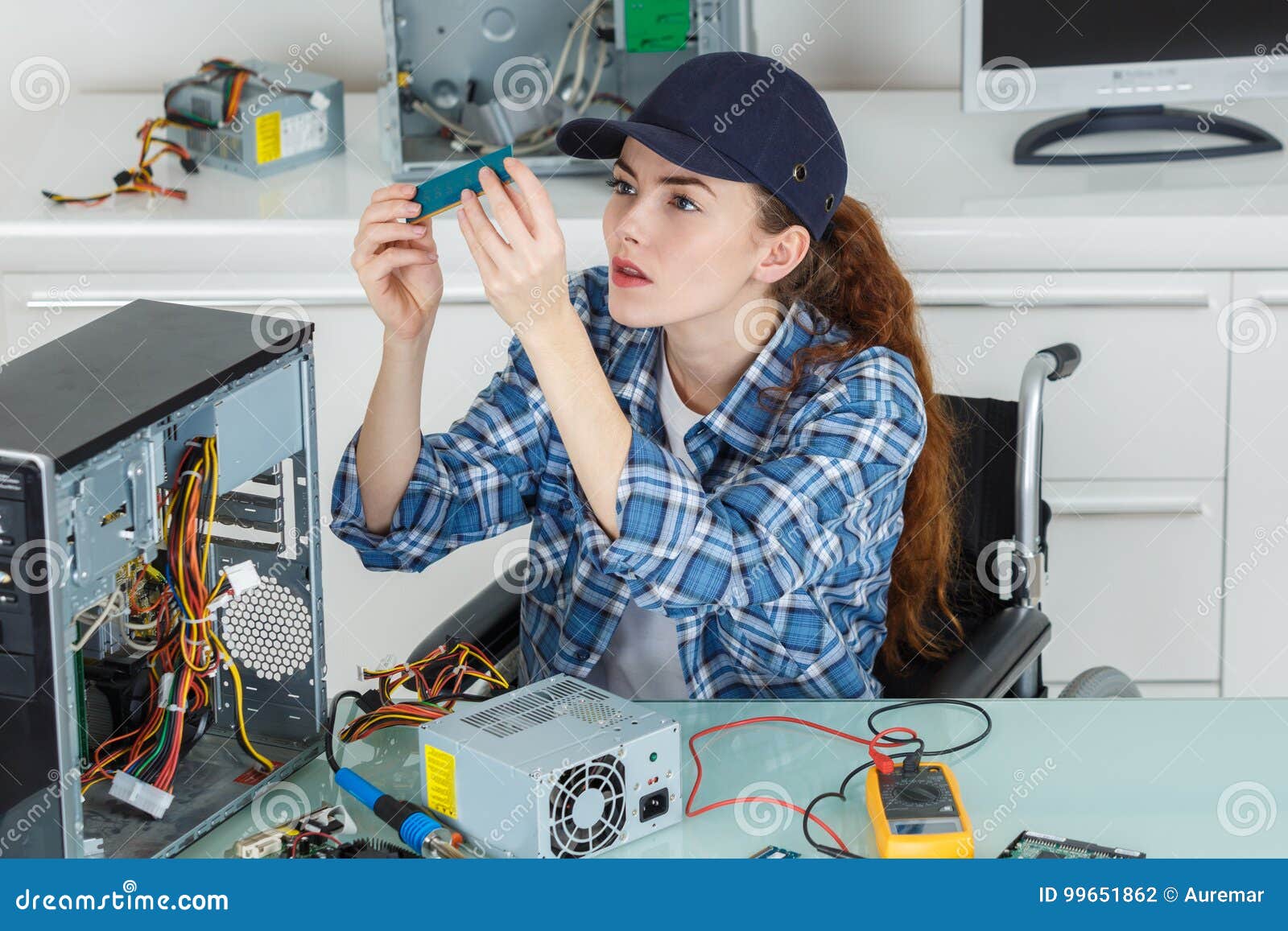 Young Woman Technician Repairing Computer Stock Photo - Image of broken ...