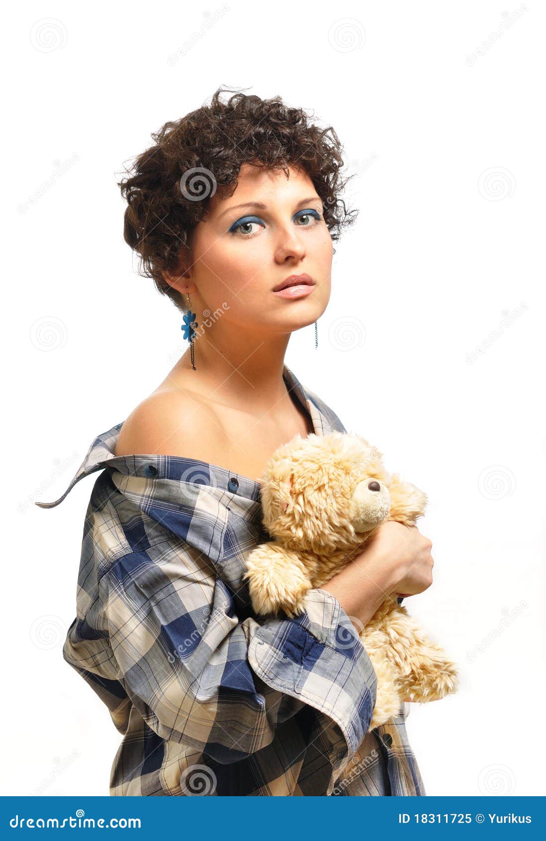 Young woman with teddy stock image. Image of white, healthy - 18311725