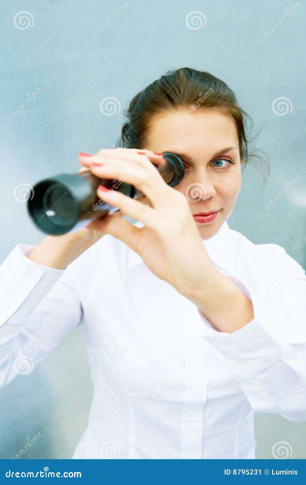 Young Woman with Telescope stock image. Image of conceptual - 8795231