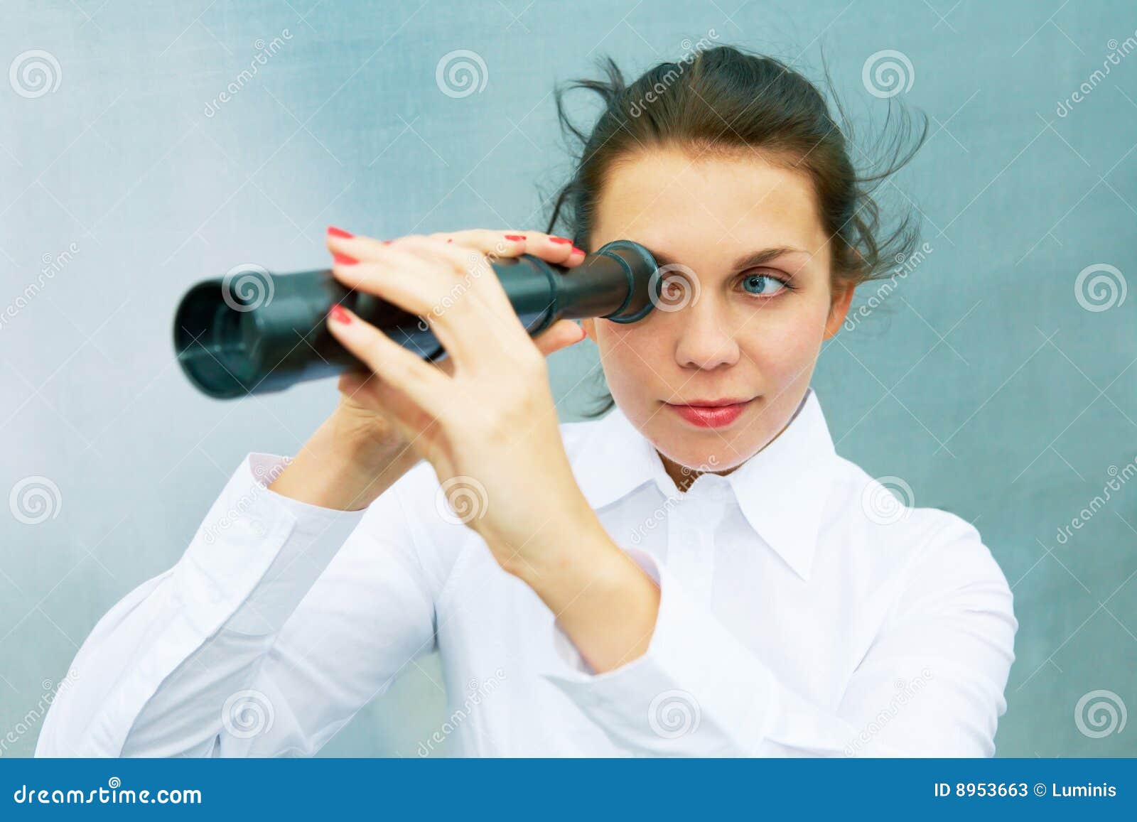 Young Woman with Telescope stock image. Image of outdoors - 8953663