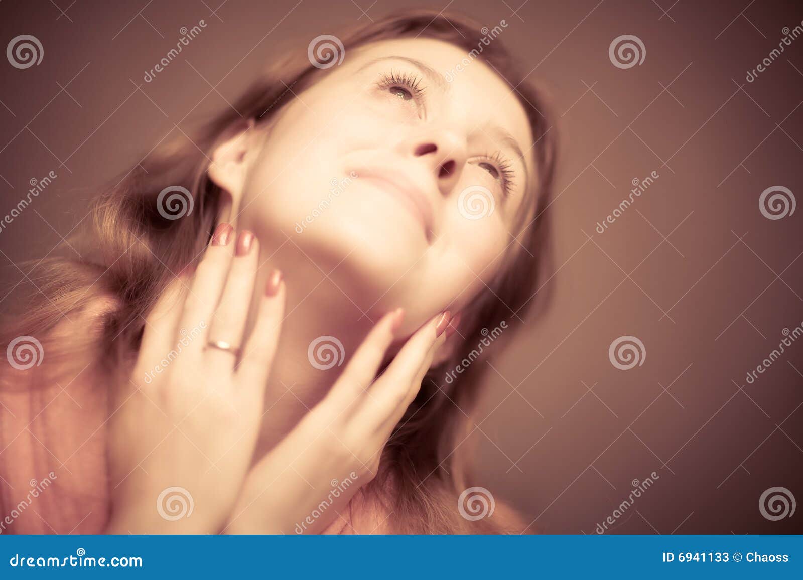Young Woman Tender Portrait Stock Image - Image of enjoyment, purity ...