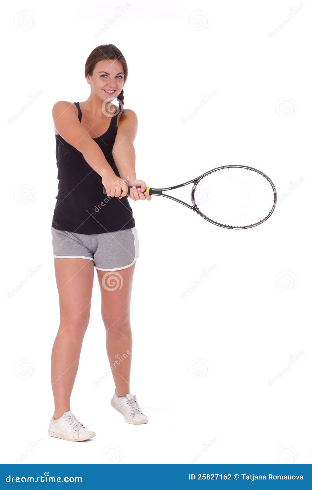 Young Woman with Tennis Racket Stock Photo - Image of hobbies, pretty ...