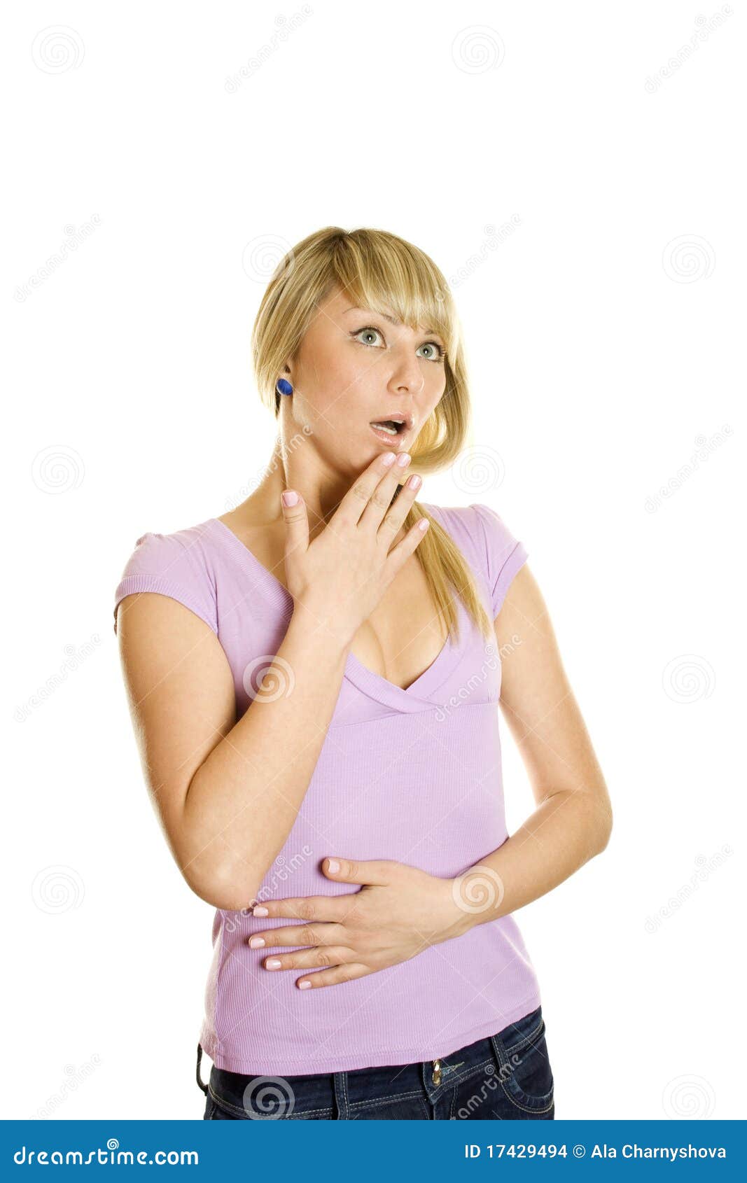 Young woman terrified stock photo. Image of isolated - 17429494