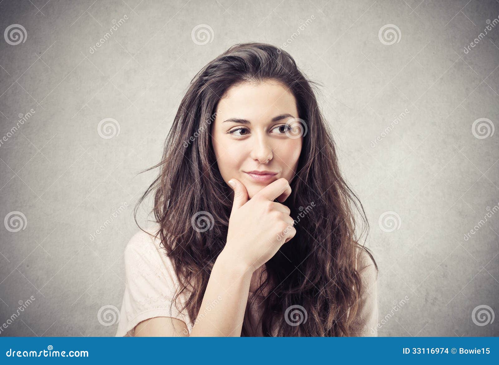 Young woman thinkin stock photo. Image of slate, look - 33116974