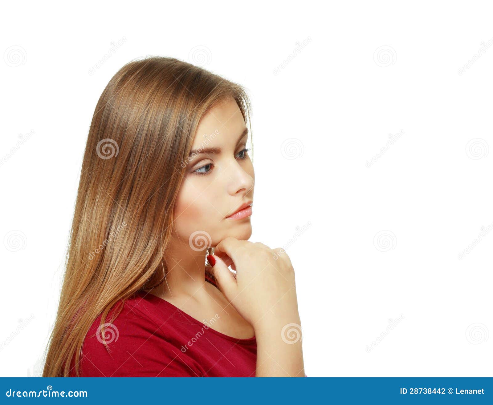 Young woman thinking stock photo. Image of friendly, beautiful - 28738442