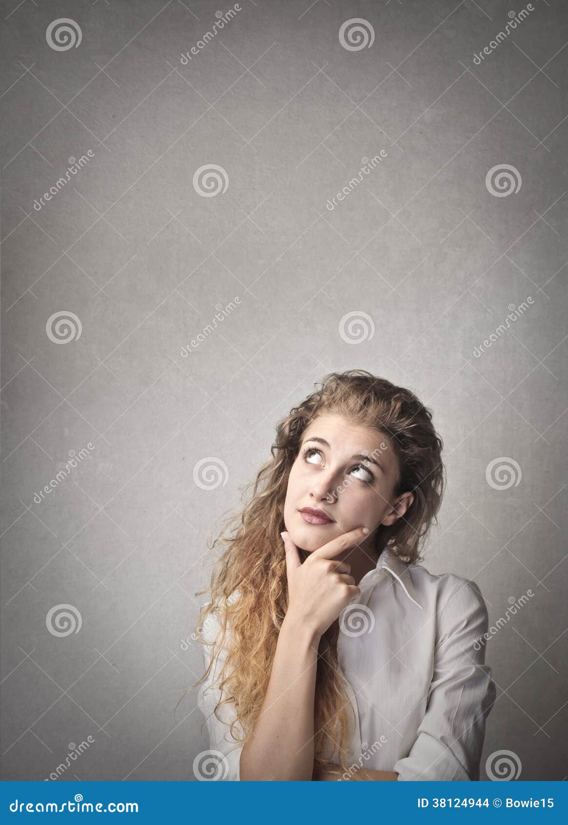 Young woman thinking stock photo. Image of choose, slate - 38124944