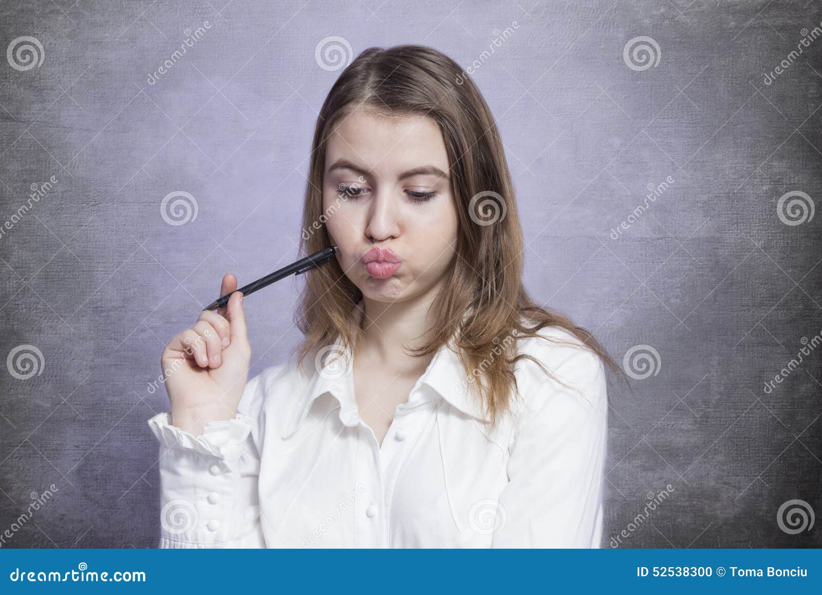 Young woman thinking stock photo. Image of doubts, problem - 52538300