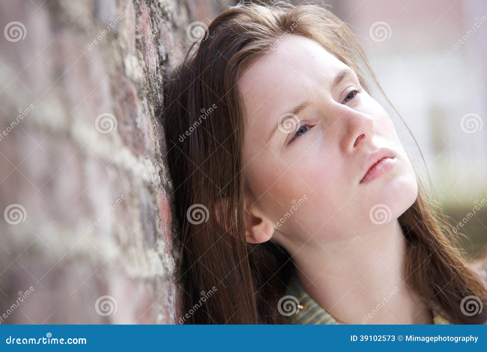 Young Woman Thinking Outdoors Stock Image - Image of face, model: 39102573