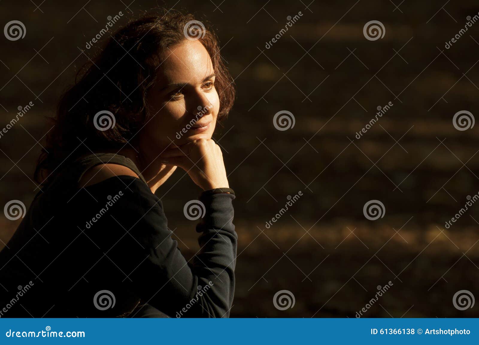Young woman thinking stock photo. Image of reflective - 61366138
