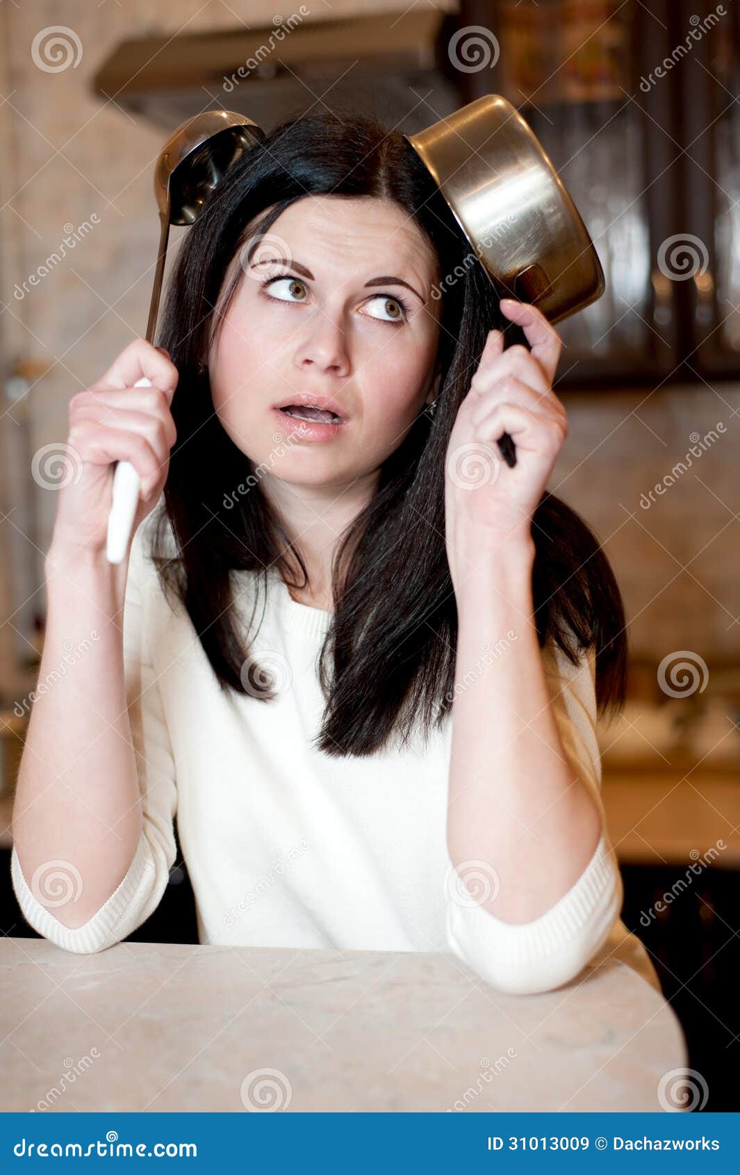 Young Woman Thinking about a Recipe Stock Image - Image of eating ...