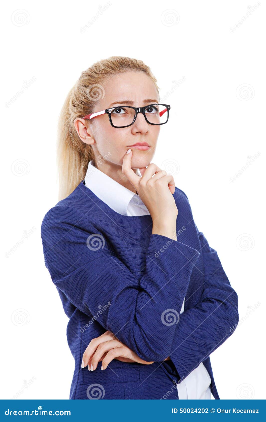 Young Woman Thinking at Work Stock Photo - Image of adult, caucasian ...