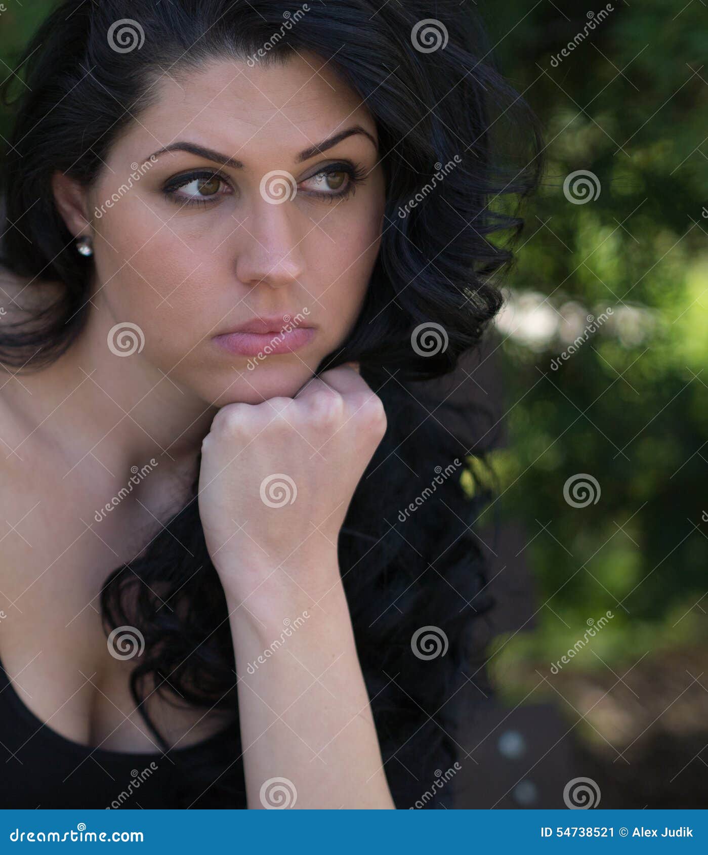 Young Woman Thinking and Worry Stock Image - Image of problems, adult ...