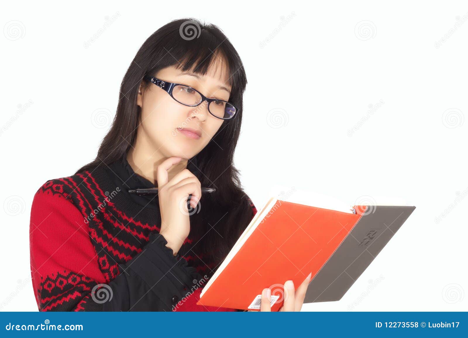 Young woman thinks. stock photo. Image of female, portrait - 12273558