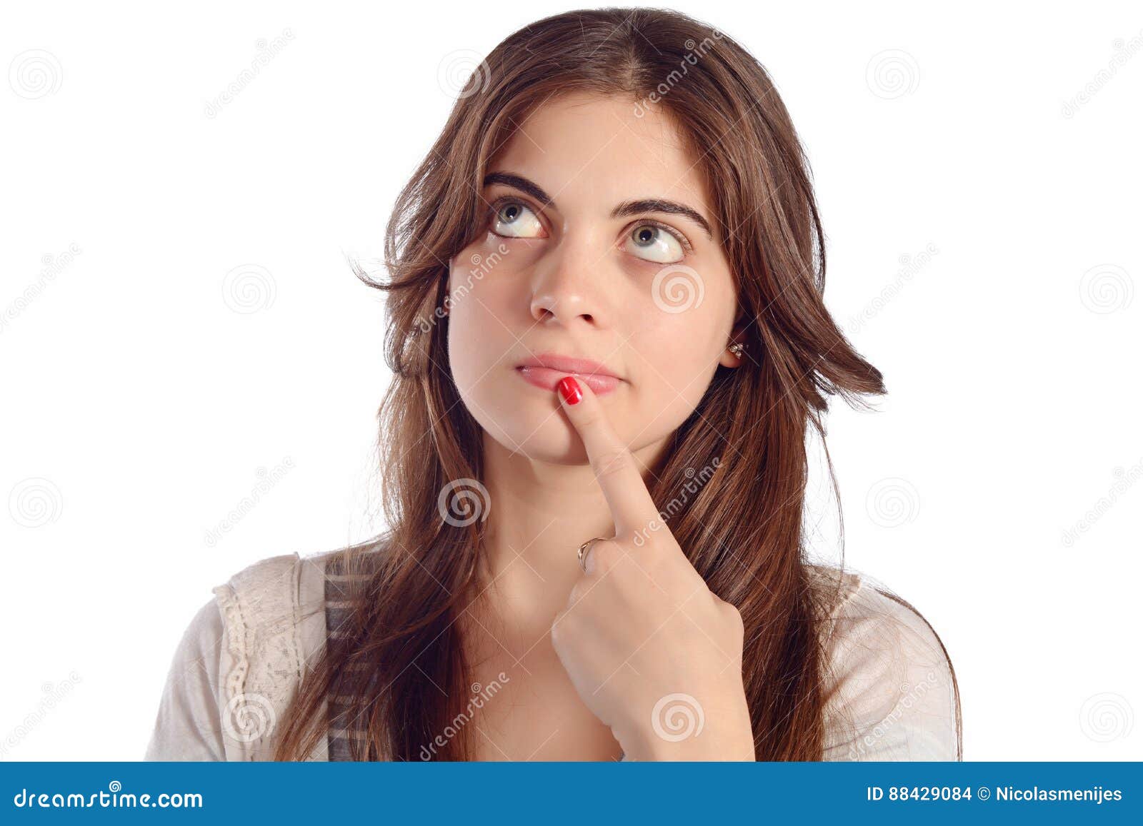 Young woman thoughtful stock photo. Image of dreaming - 88429084