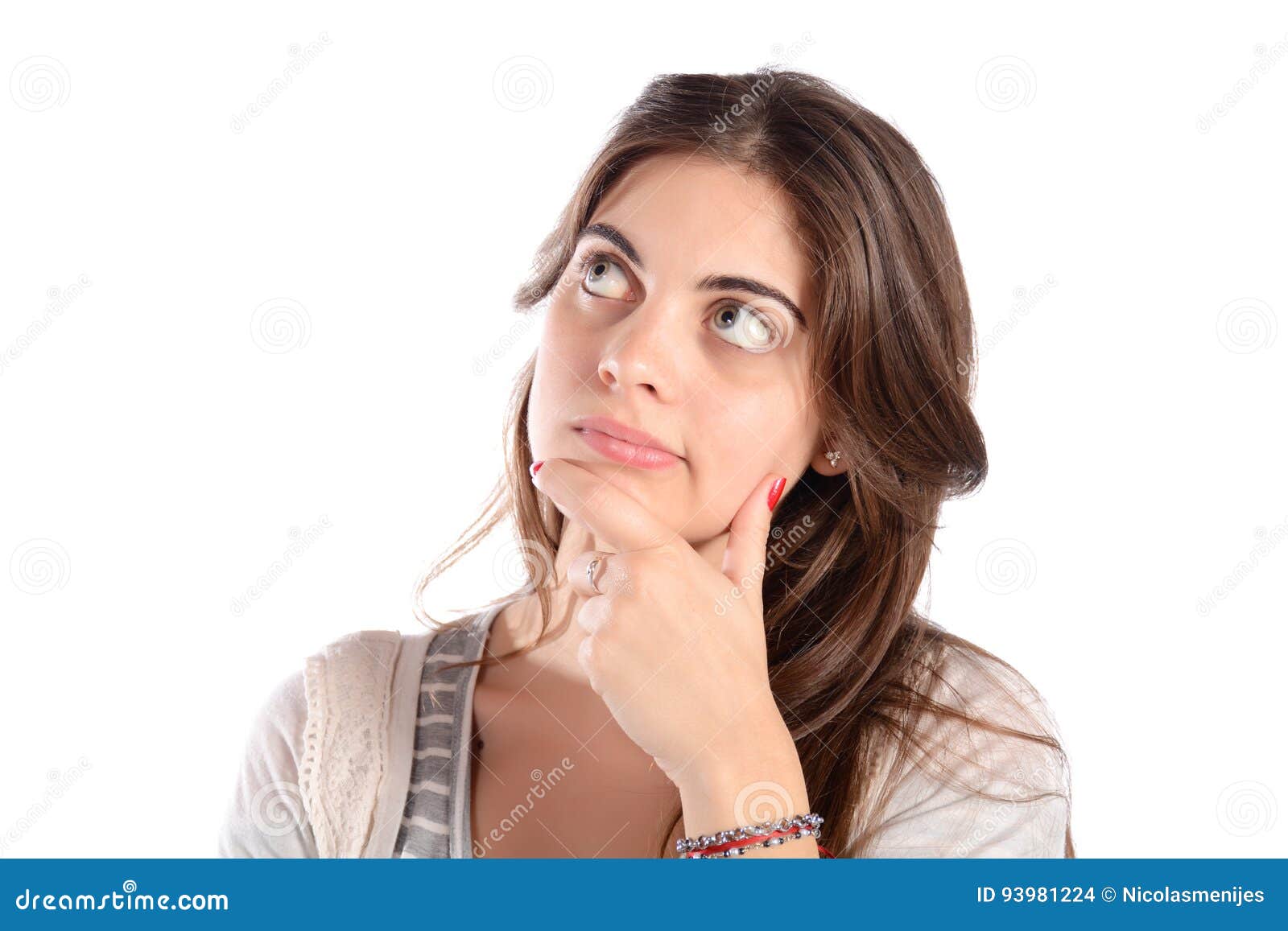 Young woman thoughtful stock photo. Image of looking - 93981224