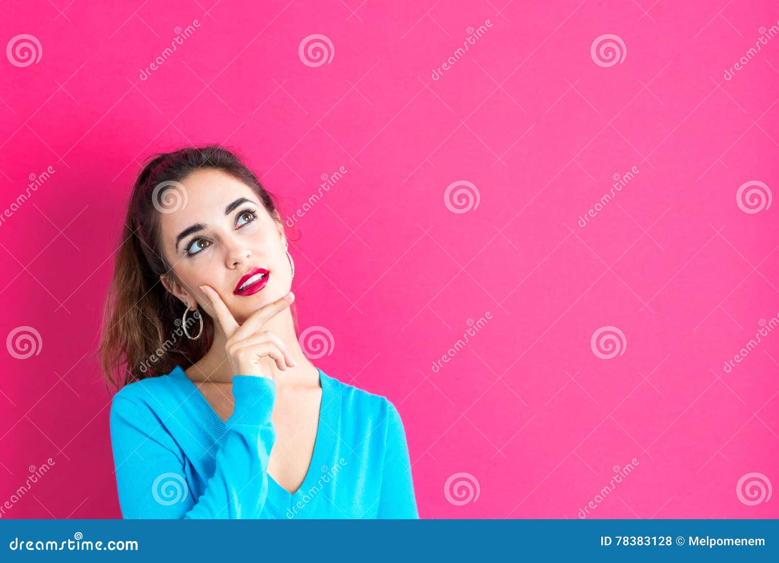 Young Woman in a Thoughtful Pose Stock Photo - Image of white, face ...