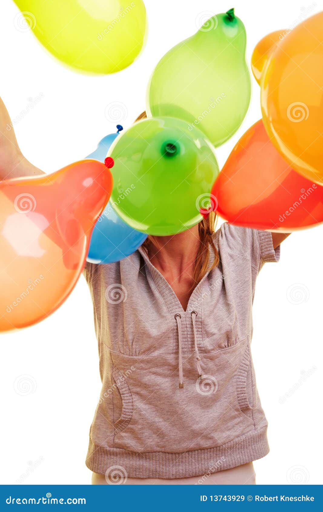 Young Woman Throwing Balloons Stock Image - Image of raining ...
