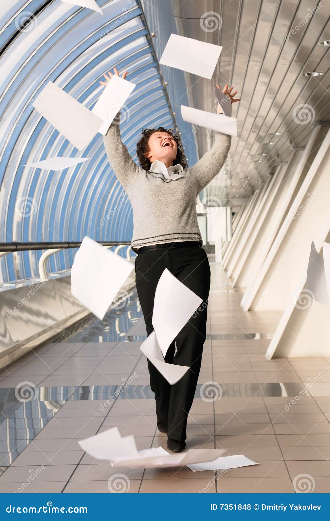 Young Woman Throwing Documents Stock Photo - Image of clear, white: 7351848