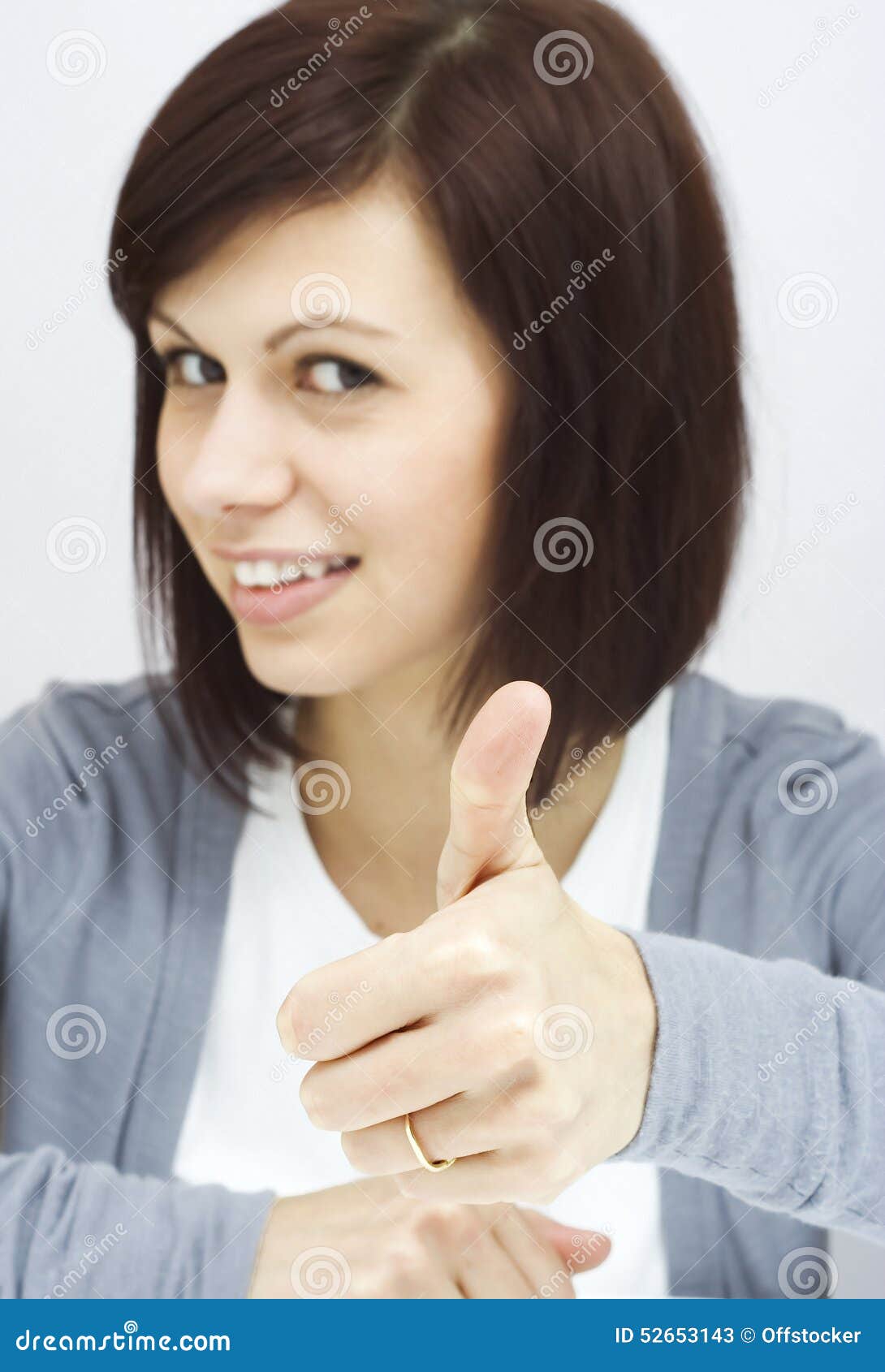 Young woman thumbs up stock image. Image of people, pretty - 52653143