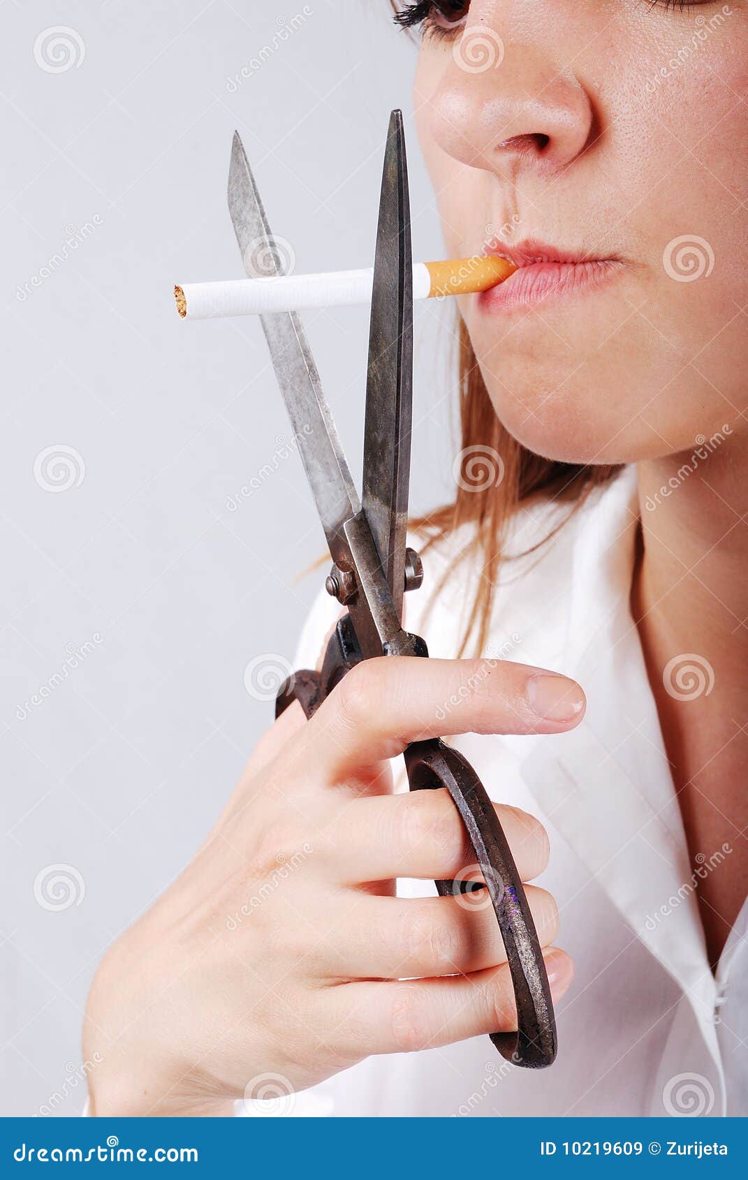 Young Woman about To Cut Cigarete Stock Image - Image of illness ...
