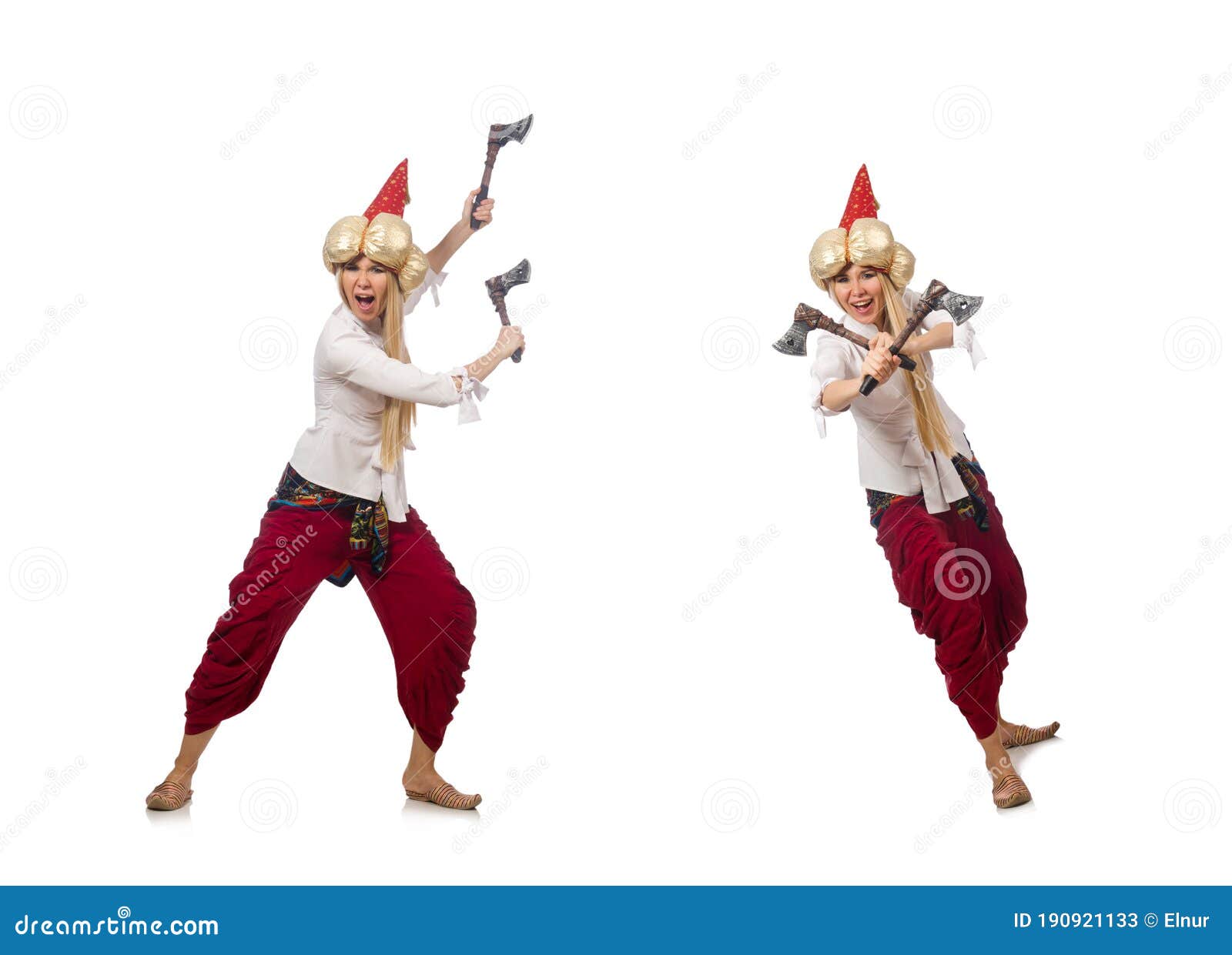 Young Woman with Tomahawk in Hand Stock Image - Image of circus ...