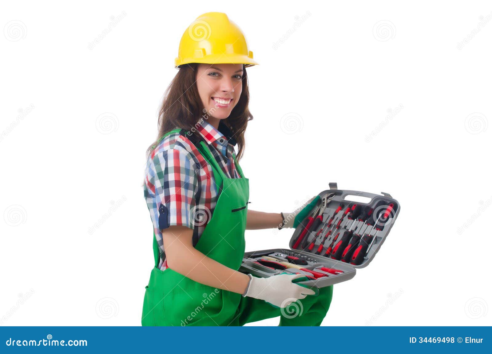 Young woman with toolkit stock photo. Image of plumber - 34469498