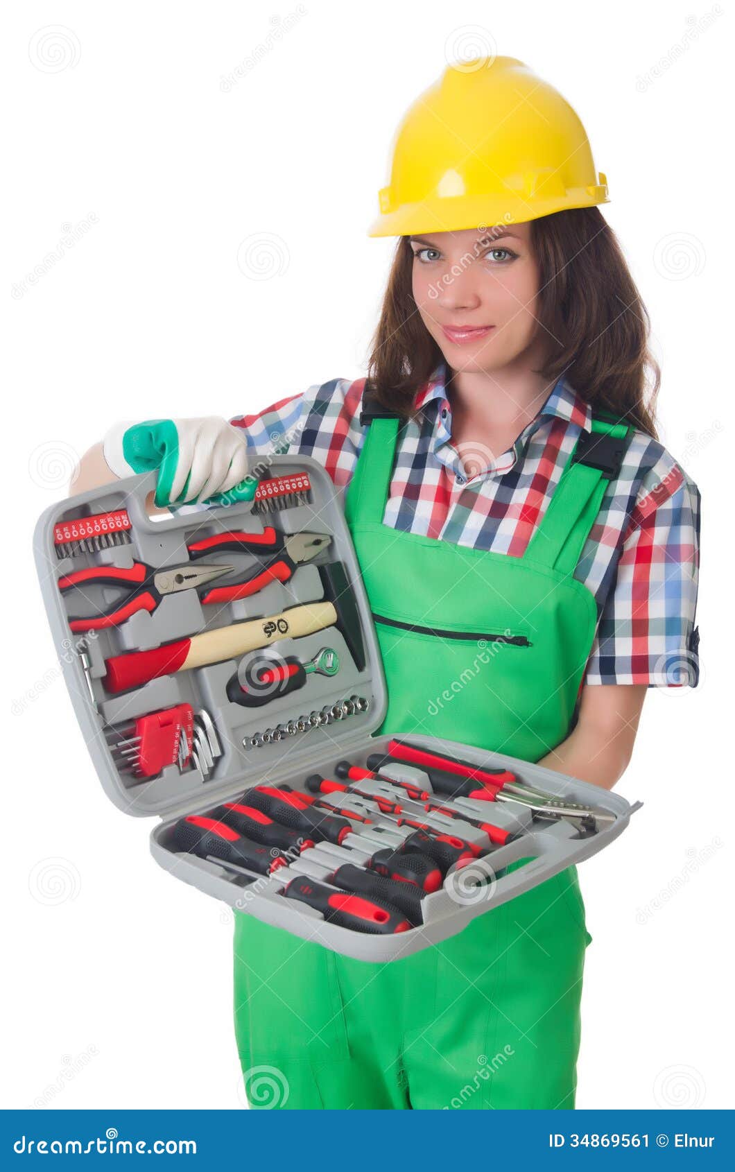 Young woman with toolkit stock image. Image of equipment - 34869561