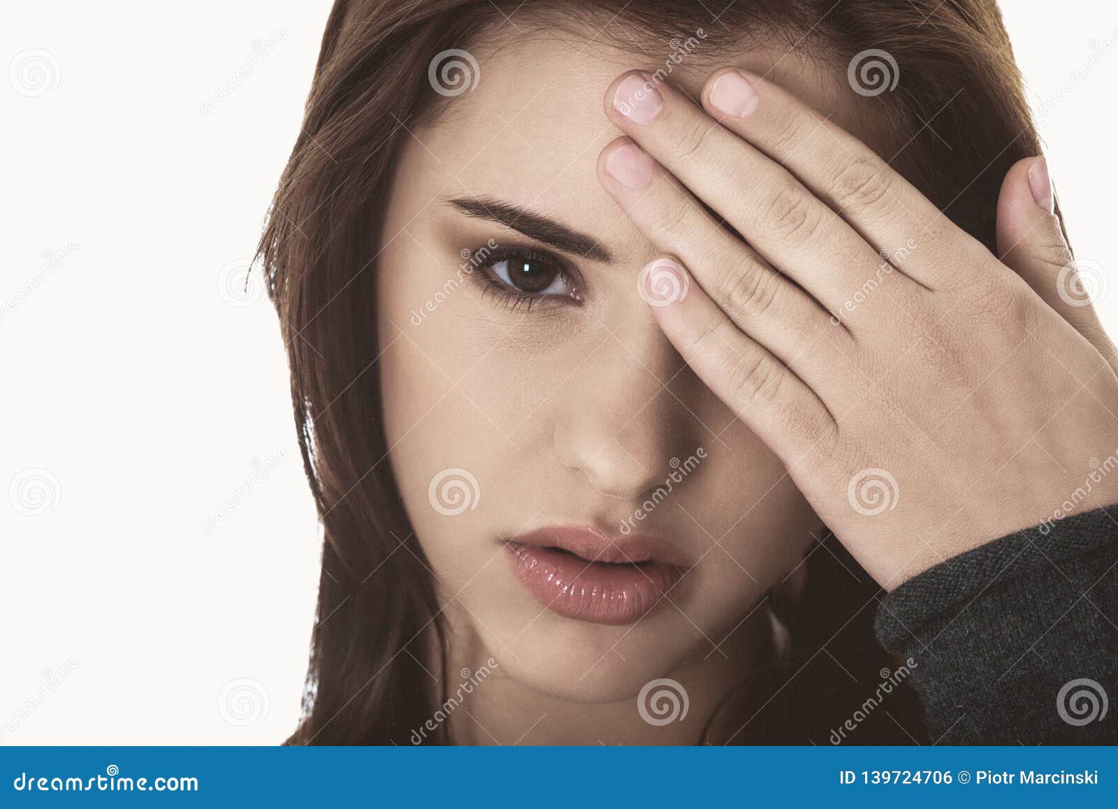 Touch Forehead because Sinus Stock Photo - Image of young, depression ... Touch Forehead because Sinus Stock Photo - Image of young, depression ...