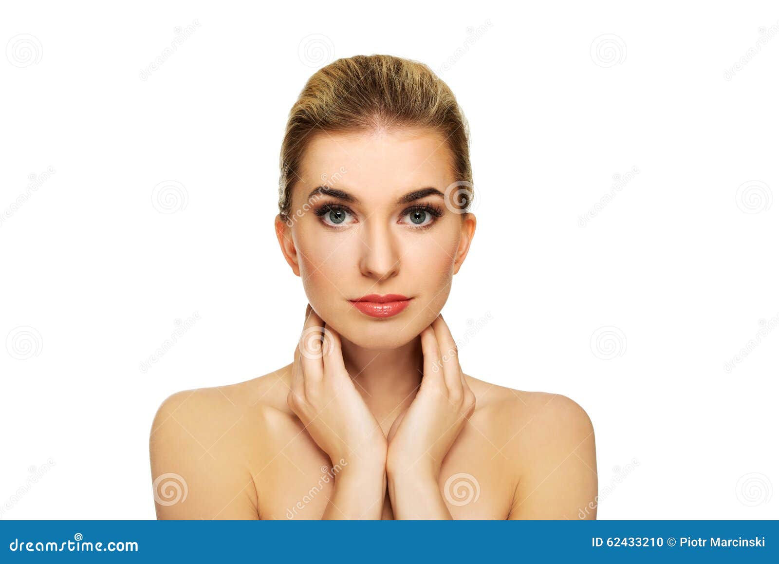 Young Woman Touching Her Neck. Stock Photo - Image of skin, rear: 62433210