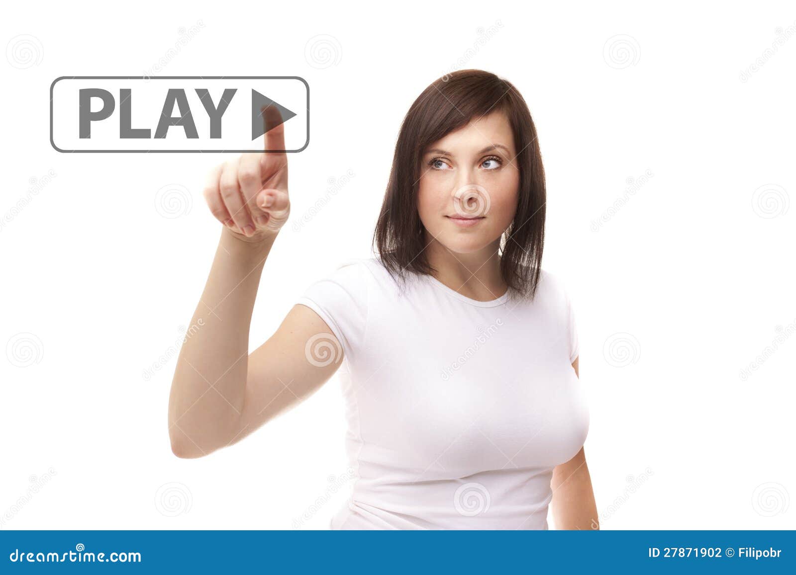 Young woman touching play stock photo. Image of communication - 27871902