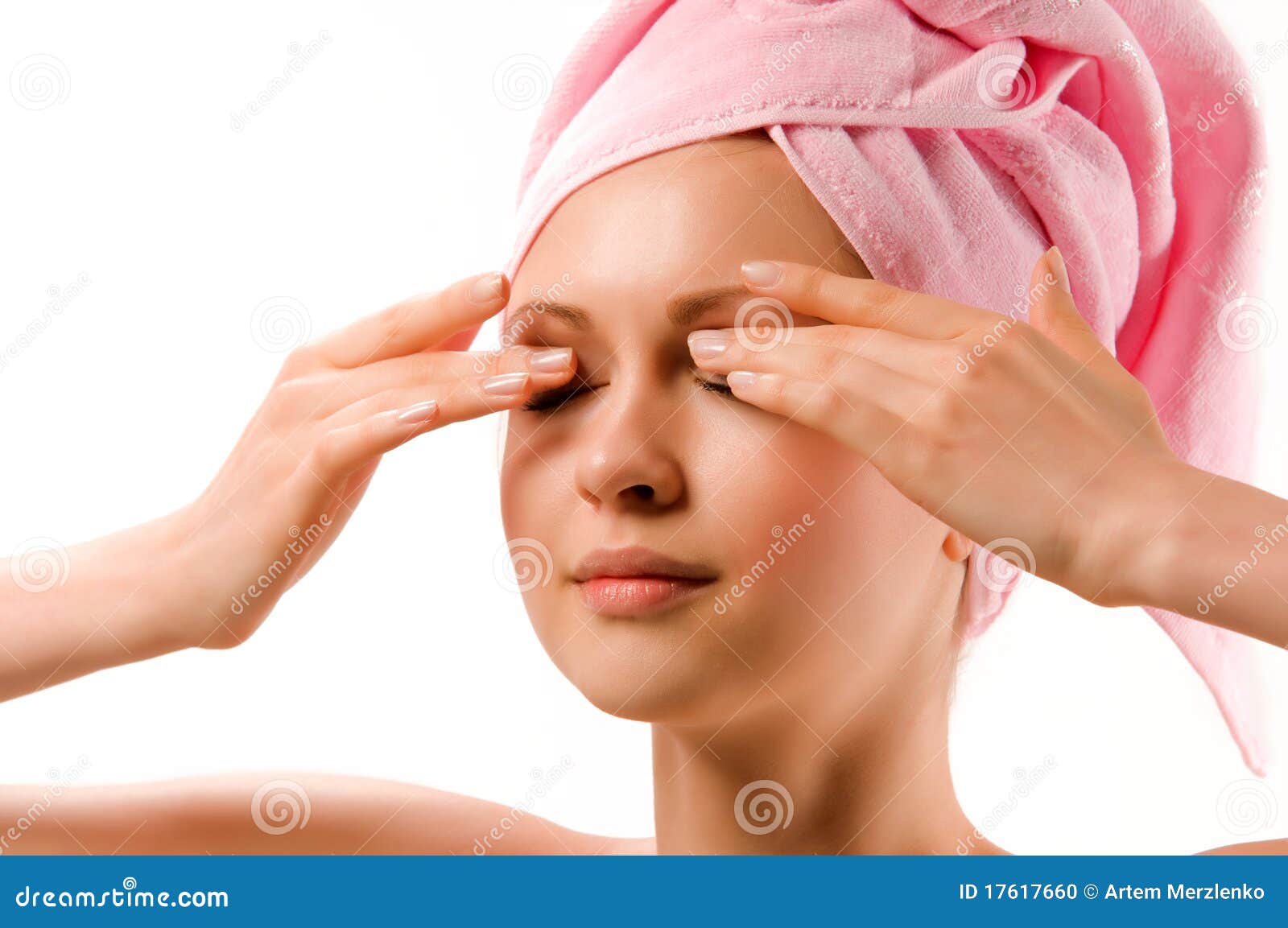 Young Woman with a Towel on His Head Stock Photo - Image of clipping ...
