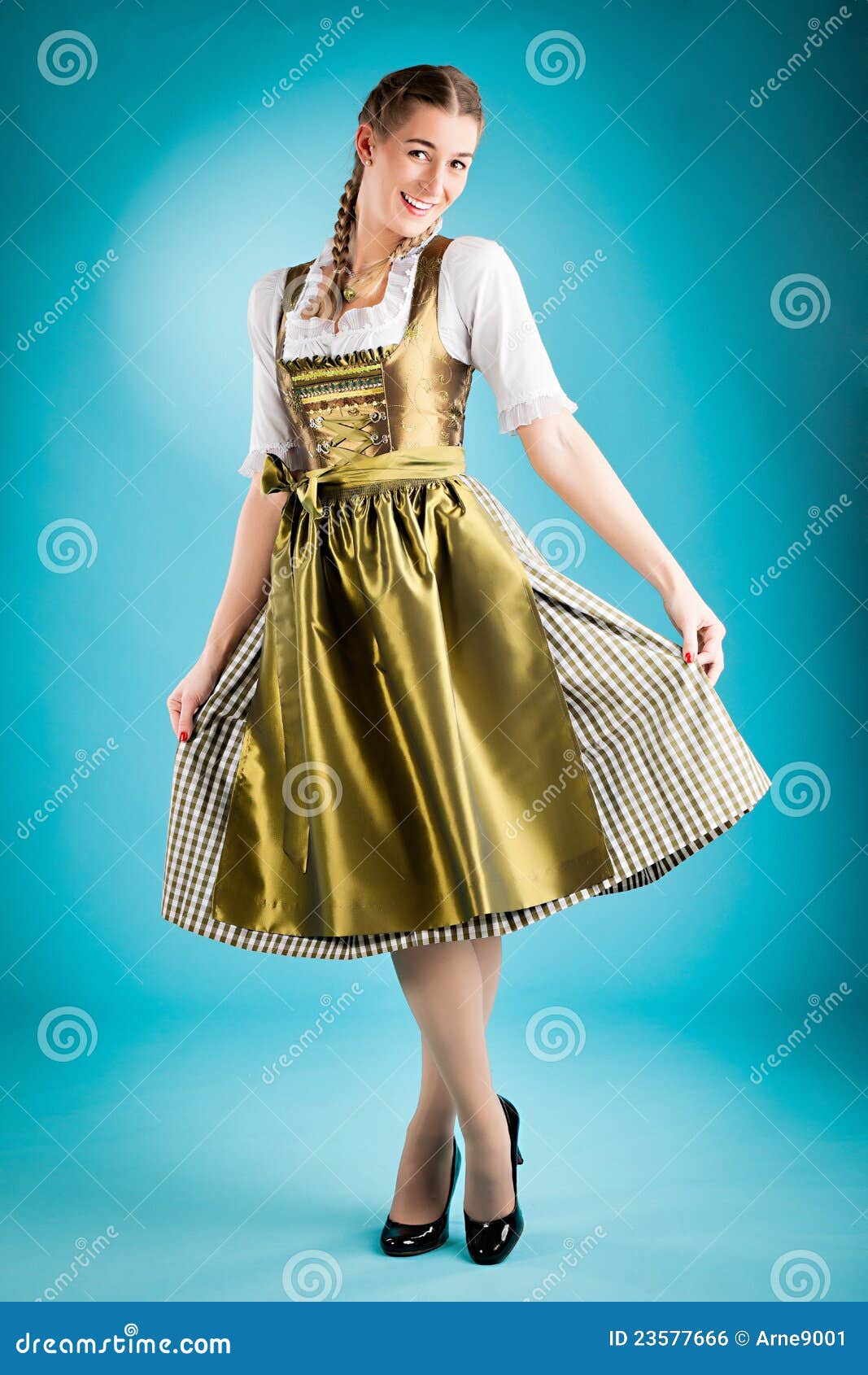 Young Woman in Traditional Clothes - Dirndl Stock Photo - Image of ...