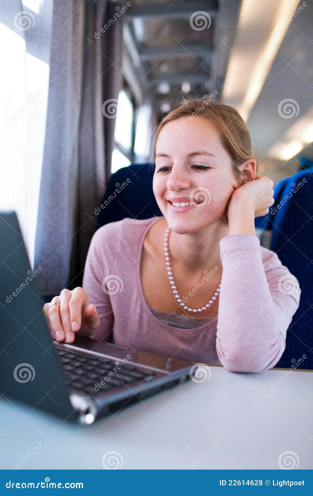 Young woman on the train stock photo. Image of sitting - 22614628