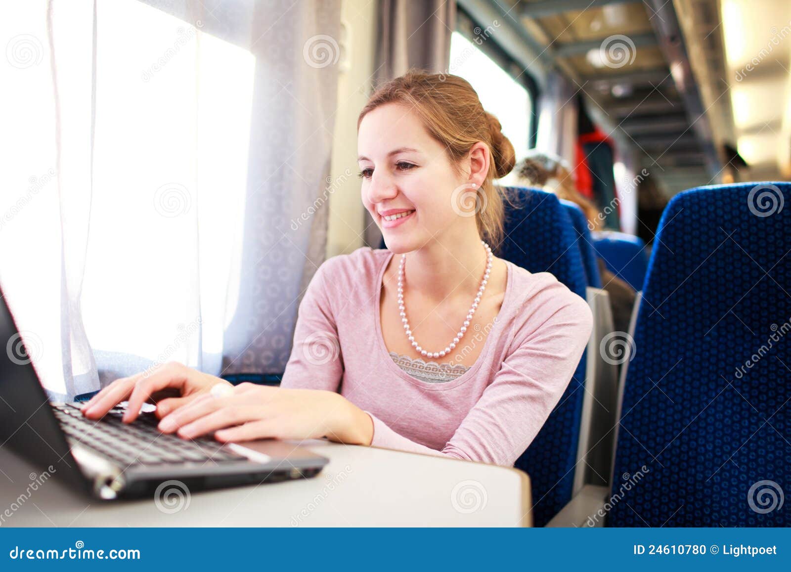 Young woman on the train stock photo. Image of happy - 24610780