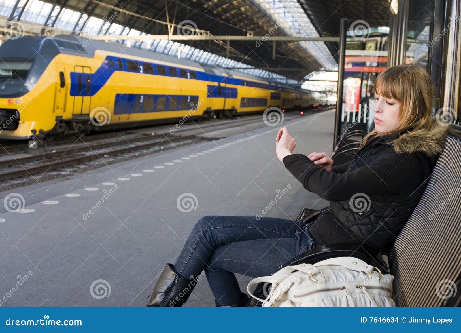 Young Woman at Train Station Stock Photo - Image of eyes, outdoors: 7646634