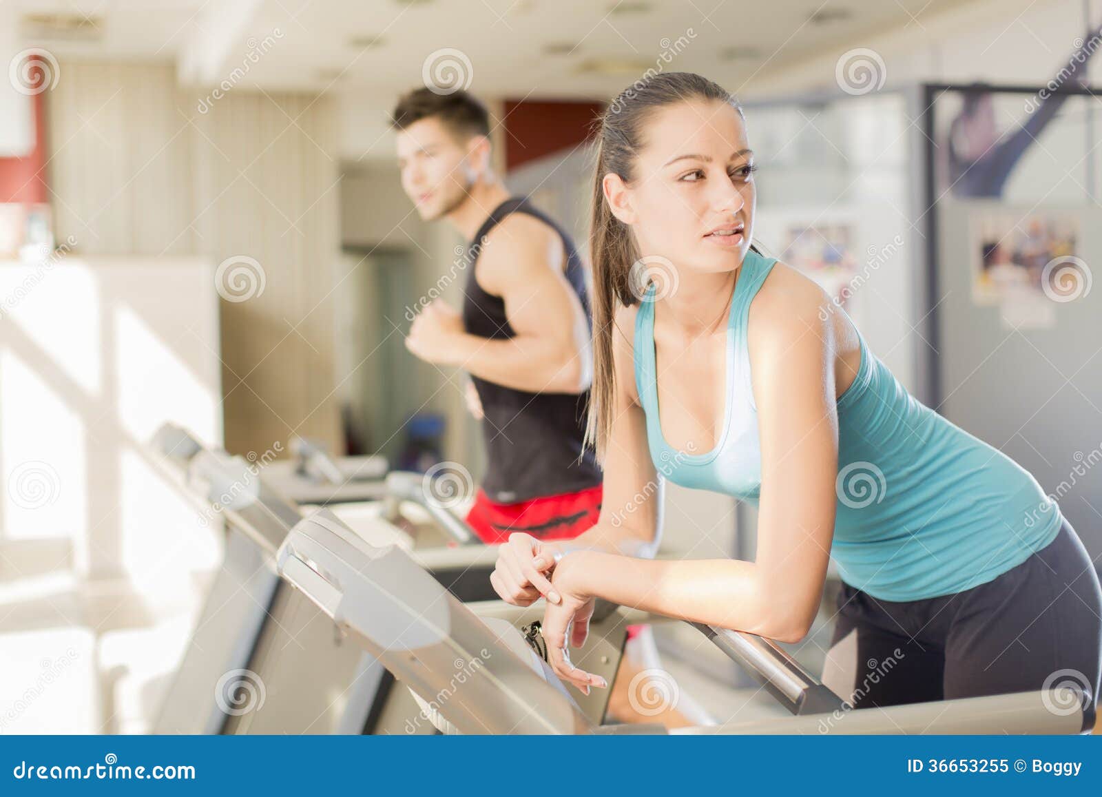 Young Woman Training in Gym Stock Image - Image of casual, health: 36653255