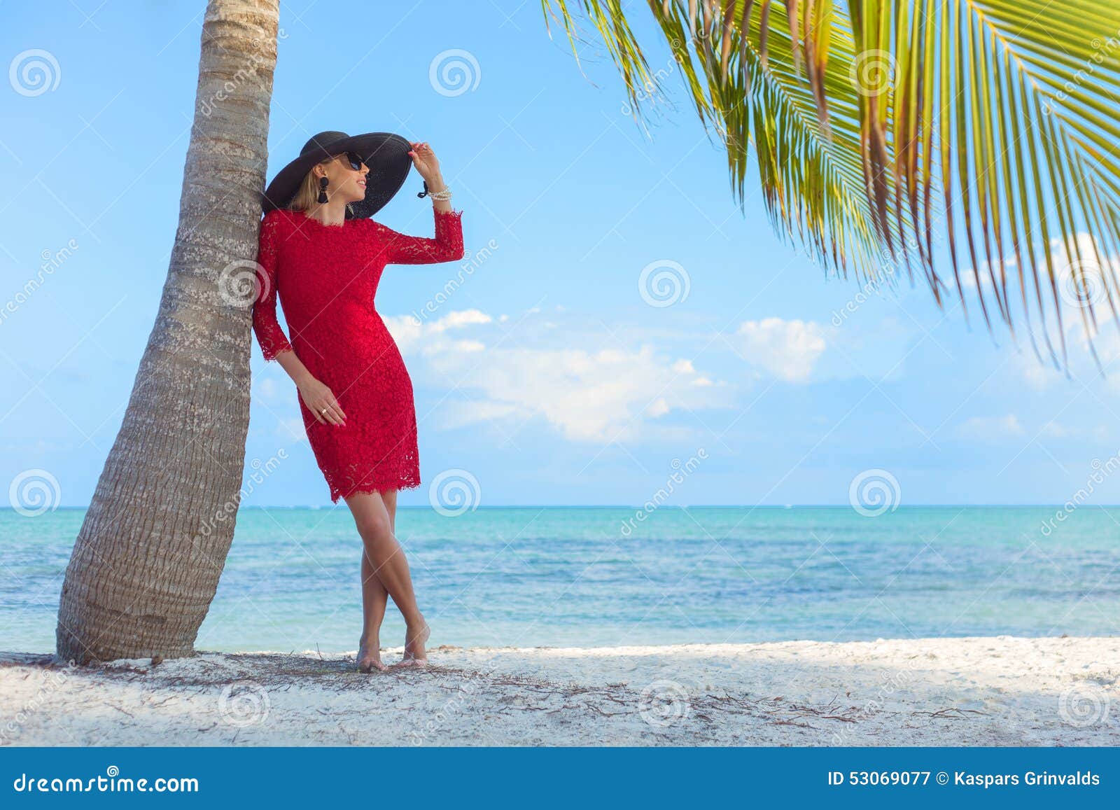 Young Woman on the Tropical Beach in Style Stock Image - Image of ...