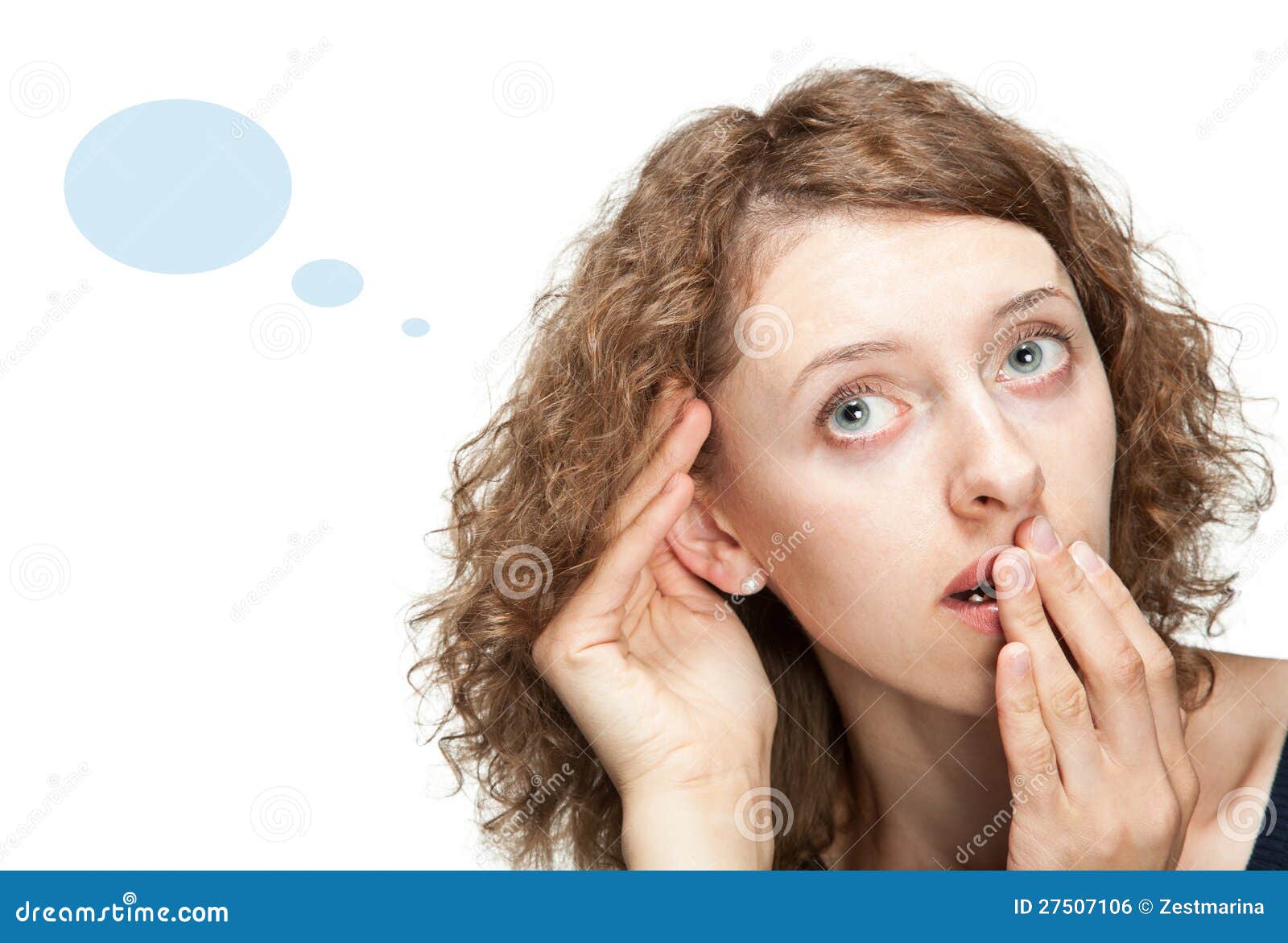 Young Woman Trying To Overhear Something Stock Photo - Image of girl ...